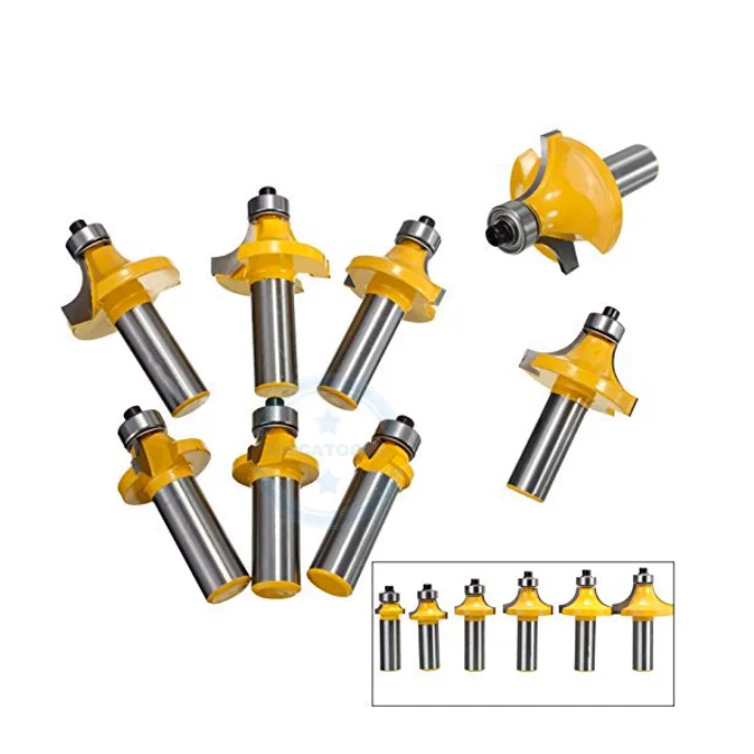 L-N118 6PC 1/2 Inch Round over Router Bit Set - Precision Tools