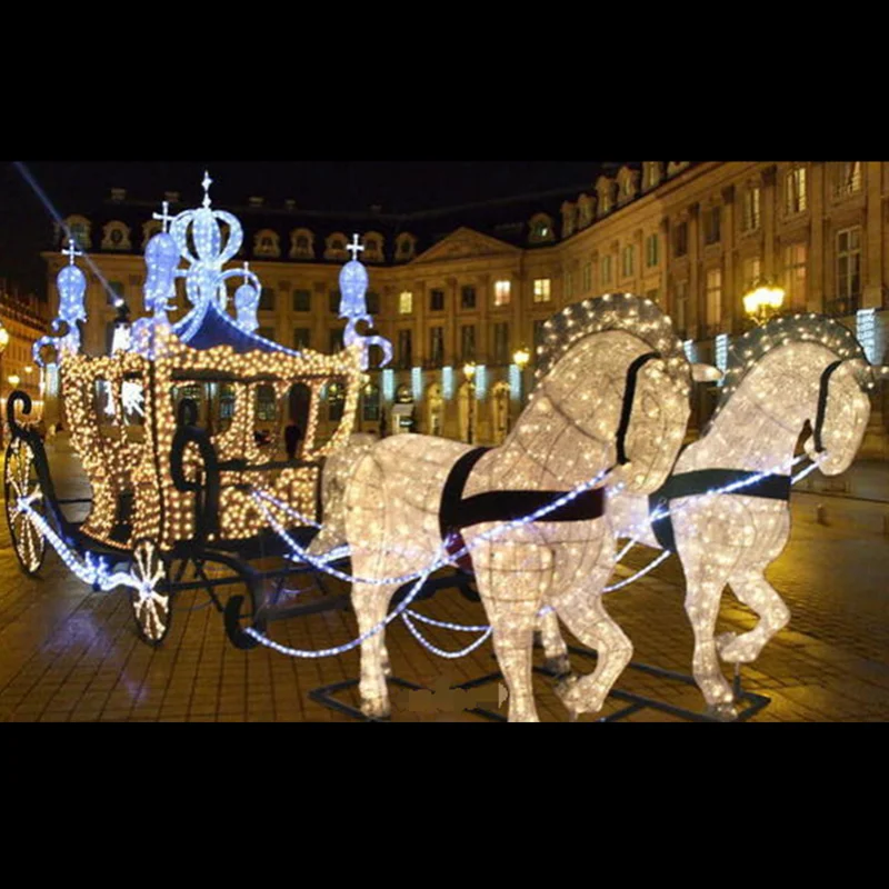 Outdoor 3d Led Lighted Horse Cinderella Pumpkin Carriage For Wedding ...