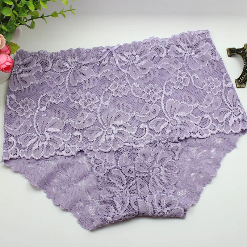 Women's Fashion Transparent Sexy Flowers Lace Panties Seamless Panty Briefs Plus Size Underwear ...