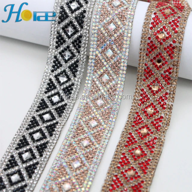 Popular High Quality Crystal Rhinestone Lace Trim Hotfix Rhinestone ...
