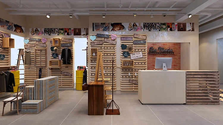 Wooden Clothes Shop Counter Table Design Retail Store Cashier Counter ...