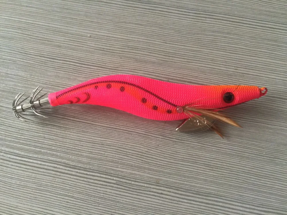 Lutac Wood Squid Hook 3.5# 100mm Shrimp Fishing Lures Baits Squid Jigs ...