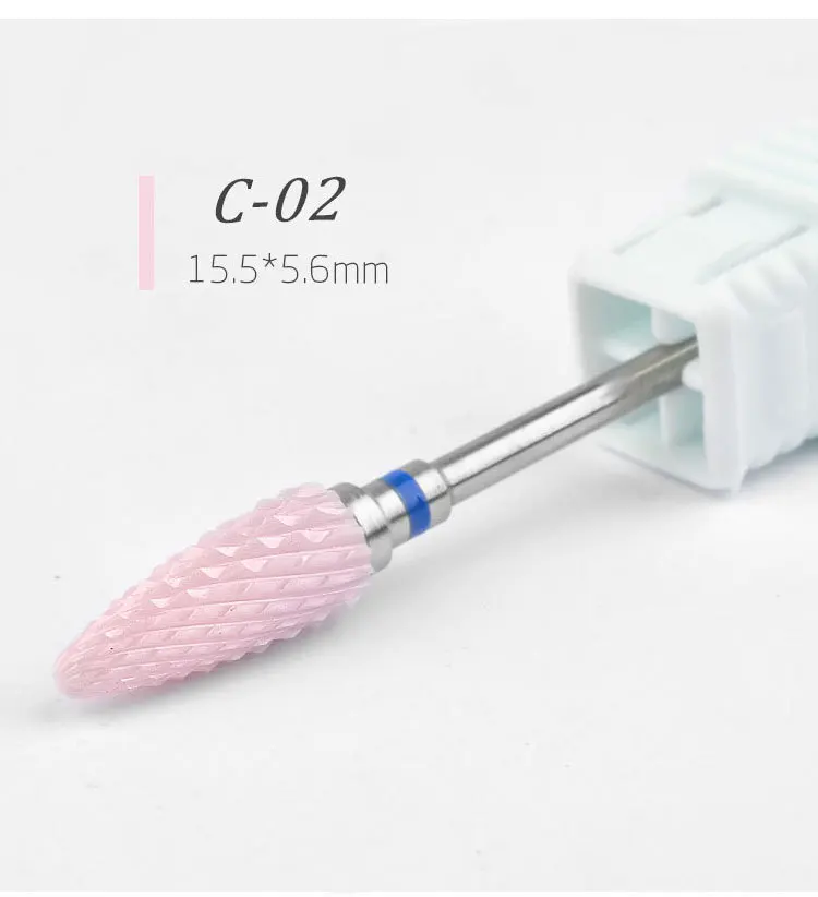 Bullet Shape Pink Ceramic Nail Drill Bits Callus Removing Manicure ...