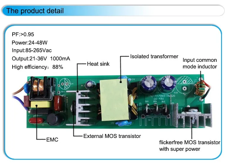 Led Panel Light Driver 24w 30w 36w 48w 800ma 1000ma Constant Current ...