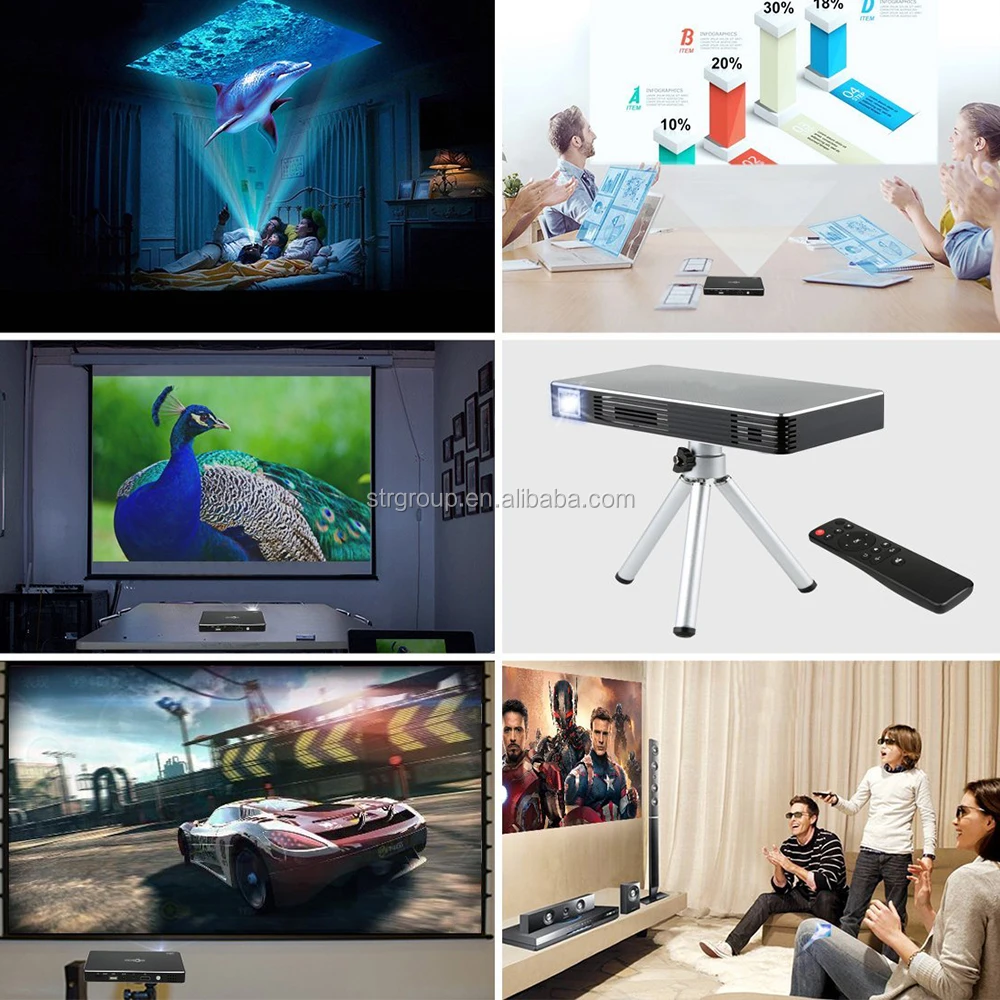 New Portable Mini Dlp Texas Instrument Projector 1/8g Android 4.4.4 ...