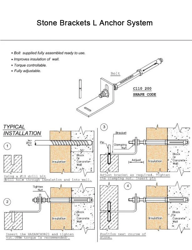 Stainless Steel Stone Cladding Anchor - Buy Stone Cladding Fixing ...