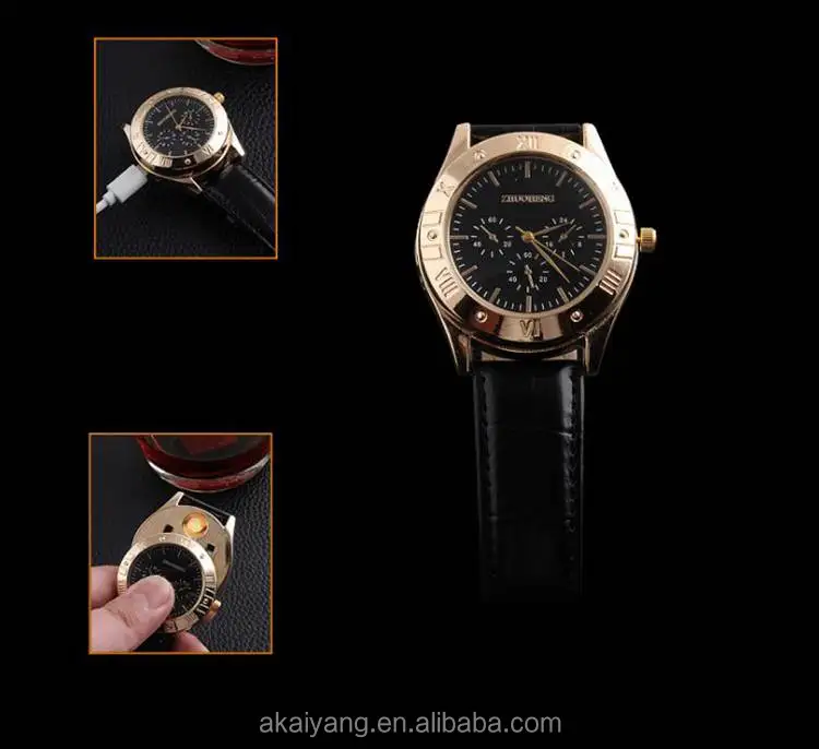 Electric Usb Rechargeable Pu Band Wrist Watch Lighter - Buy New Battery ...