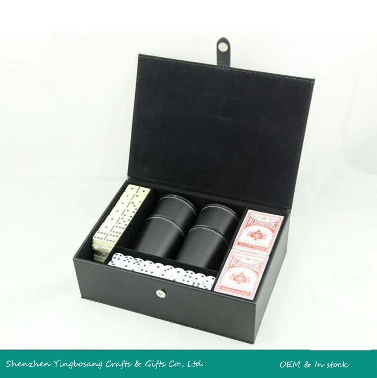 3 In 1 Dice Shaker And Playing Card Set In Blue Leather Case - Buy Dice ...