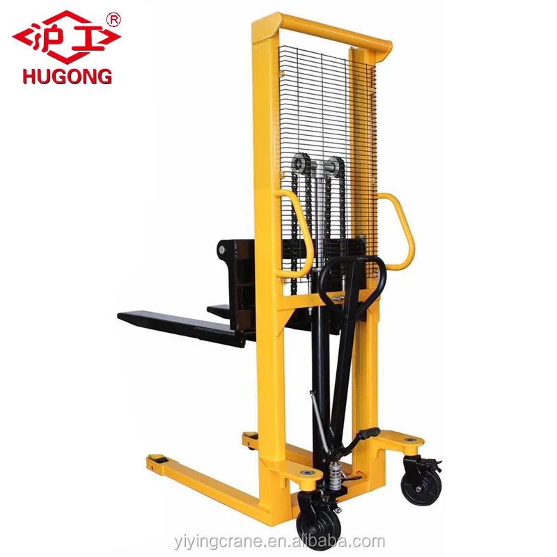 1000kg Nylon Wheel Hydraulic Manual Hand Fork Lift Stacker - Buy Manual ...