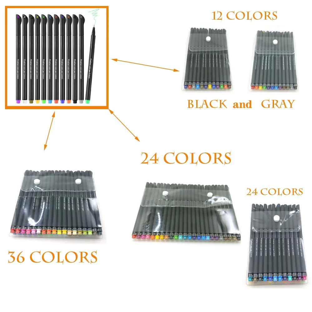 Fineliner Color Pen Set,0.4 Mm Fine Line Drawing Pen,Porous Fine Point ...