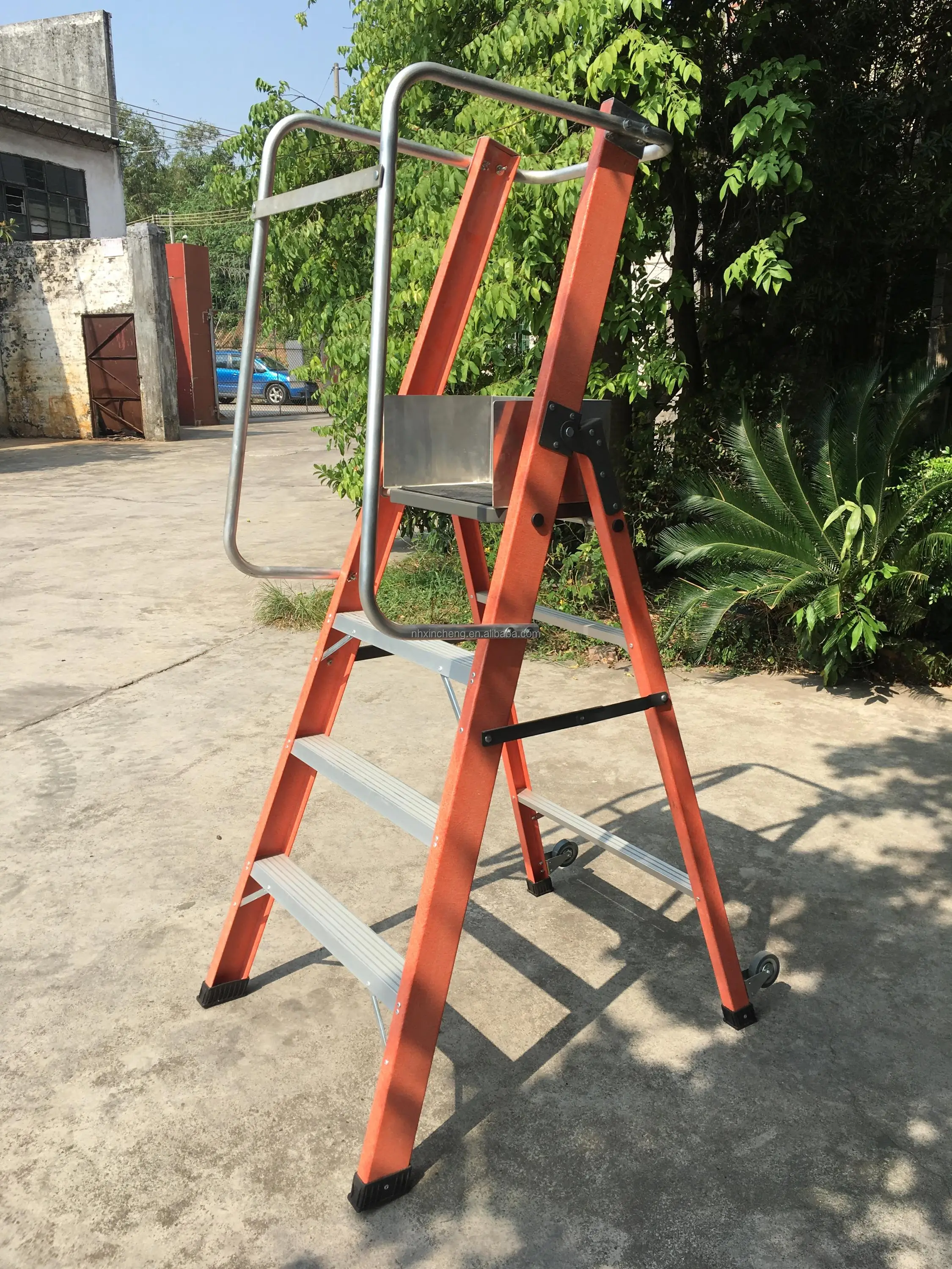 Frp Fiberglass Platform Ladder With Handrail - Buy Fiberglass Platform ...