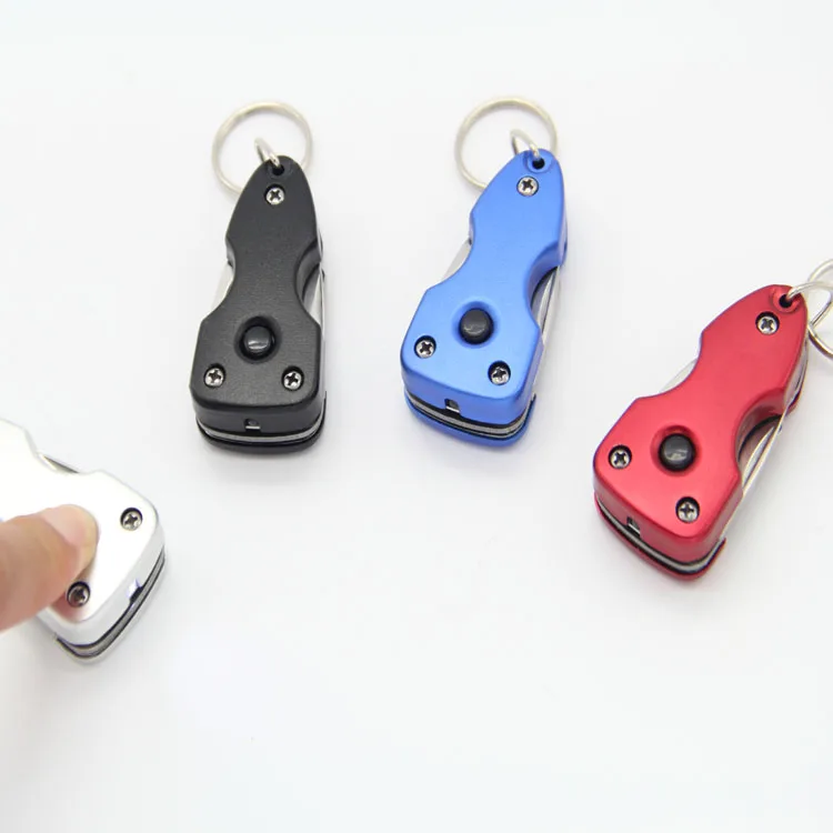 Portable Multi Functional Couple Sword Folding Knife Shaped Metal Key Chain