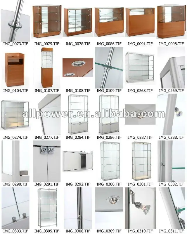 Free Standing Display Cases,Aluminum Profiles,Tempered Glass,Halogen ...