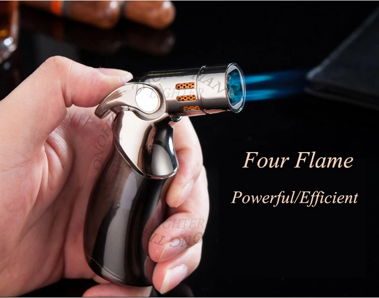 Jobon Quad Flame Jet Lighters - Perfect for Cigar Enthusiasts