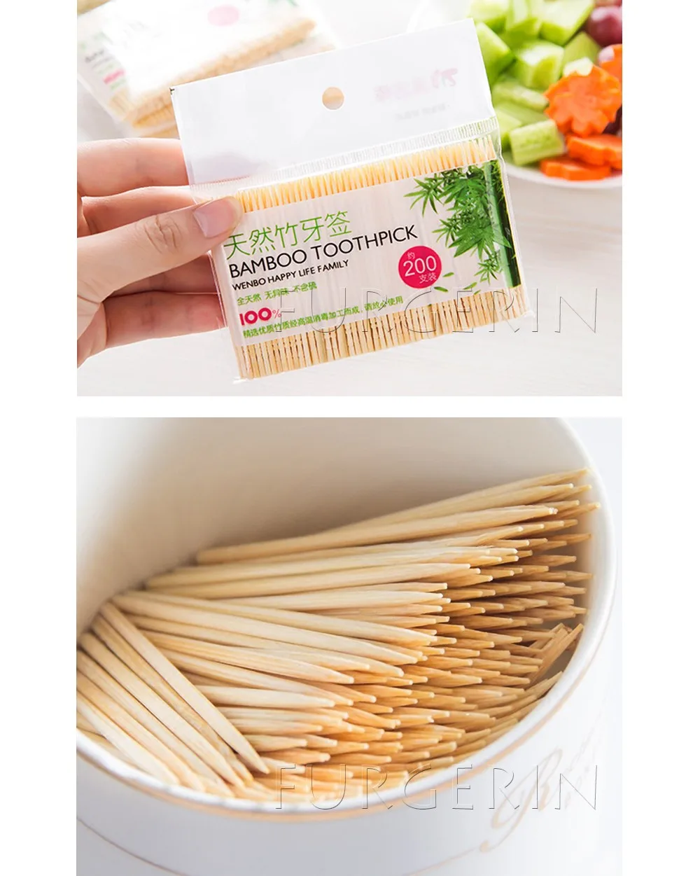 1000 Pieces In 5 Packs Toothpick Bamboo Tooth Pick Bamboo Stick Eco ...