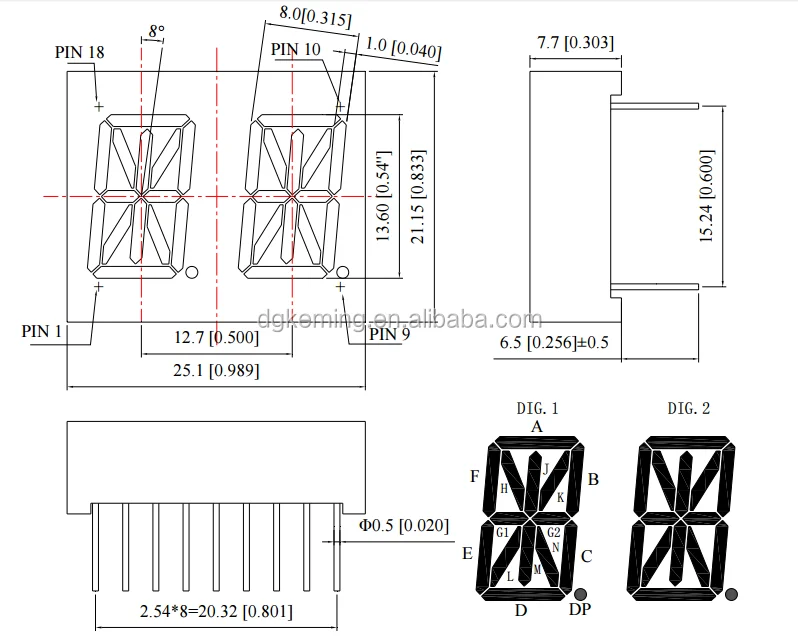 Dual Alphanumeric LED Display - Red 2 Alpha Numeric Led