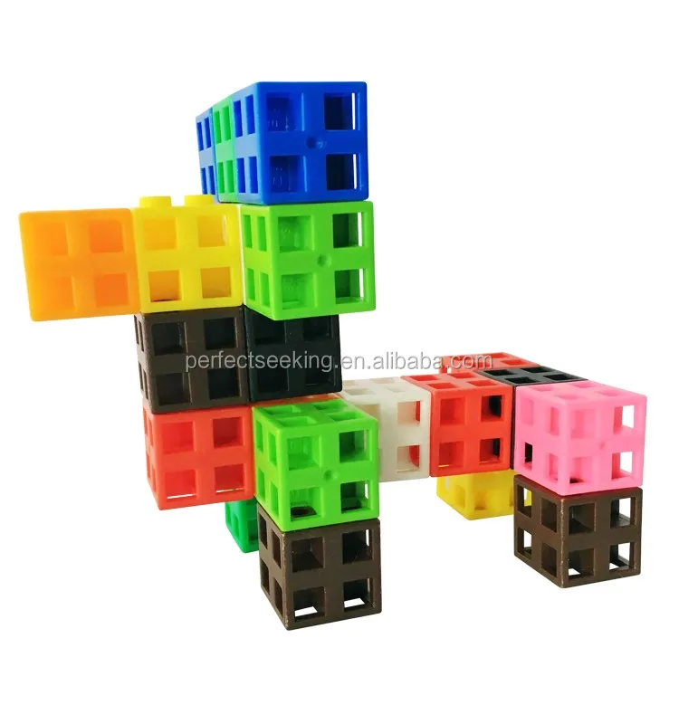 Plastic Linking Cube Block 100 Pcs 10 Colors Building Blocks - Buy ...