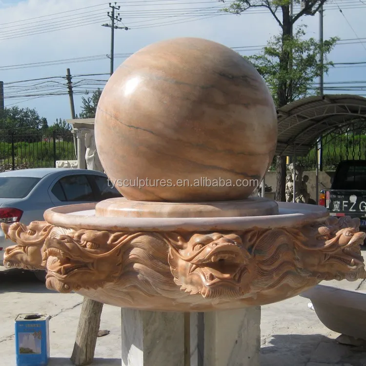 Chinese Dragon Head Fountain Stone Fengshui Ball Floating Sphere Marble ...