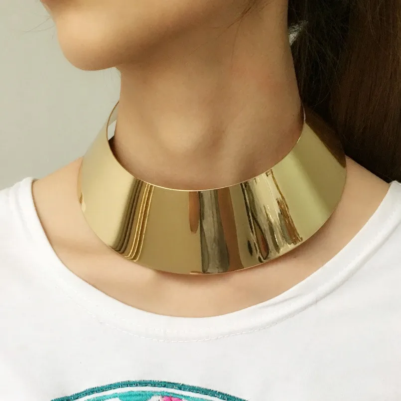 Big Jewelry Maxi Collar Statement Necklace - Wide Metal Choker