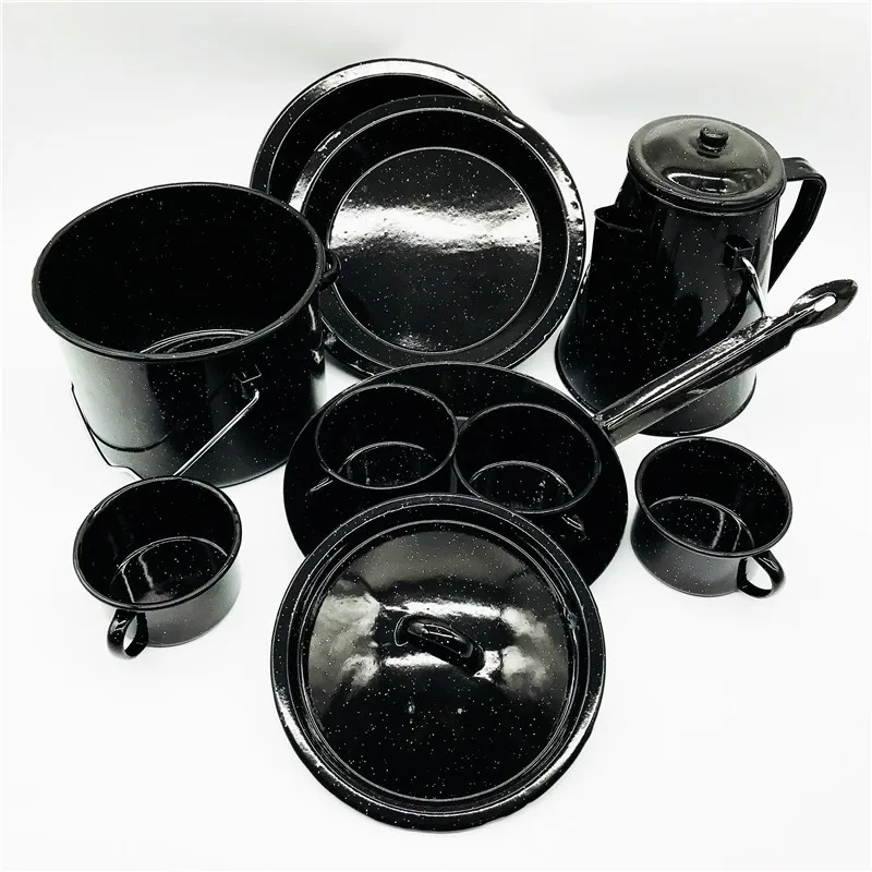 Stackable Carbon Steel Enamel Outdoor Camping Cookware Set - Buy ...