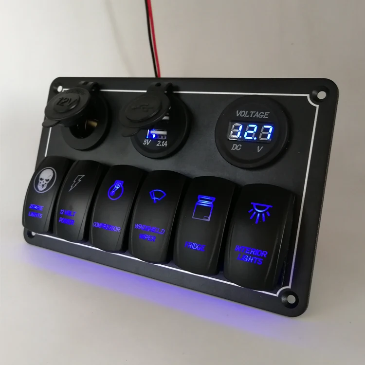 6 Way Metal Recessed Marine Switch Panel With Usb - Buy Metal Switch ...