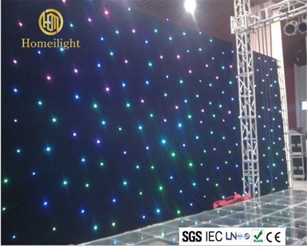 DJ Booth Backdrop - RGB Twinkling Party Cloth LED Starlit Curtain