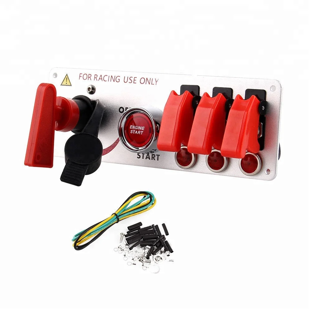 12v Led Toggle Ignition Switch Panel Engine Start Off Push Racing Car ...