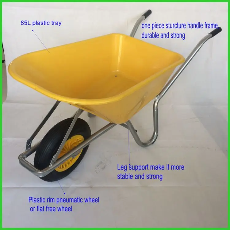 6 Cu. Ft Plastic Tray Bucket Wheelbarrow With Pneumatic Wheel - Buy ...