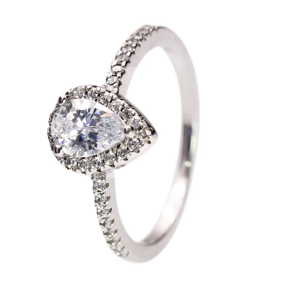 Fashion 925 Silver Jewelry Water Drop Zirconia Cz Stone Ring - Buy ...