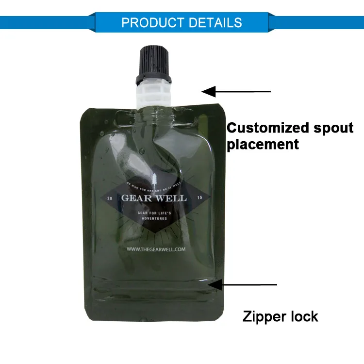 Customized Printed Aluminum Black Spout Pouch For Liquid Food Or Beauty ...