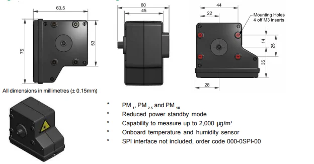 Alphasense OPC-N3 Particle Sensor - 0.38 to 40 Size PM2.5