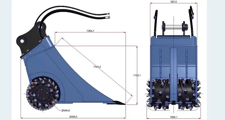Bucket With Drum Cutter For Extended Boom Excavator - Buy Drum Cutter ...