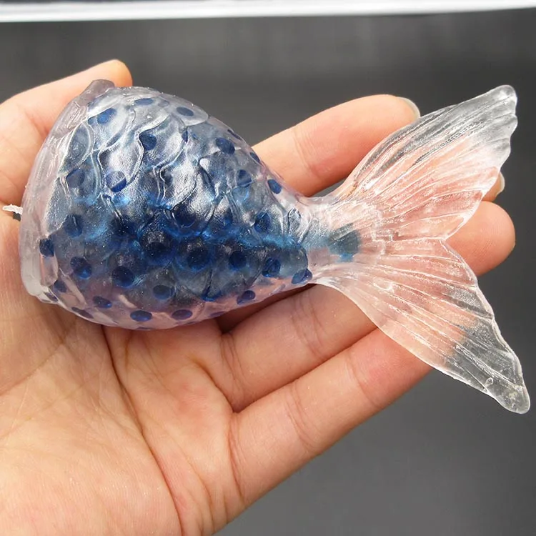 1180616-8 TPR Squishy Toy Fish Shape Bead Gel Squeeze Stress Relief Ball
