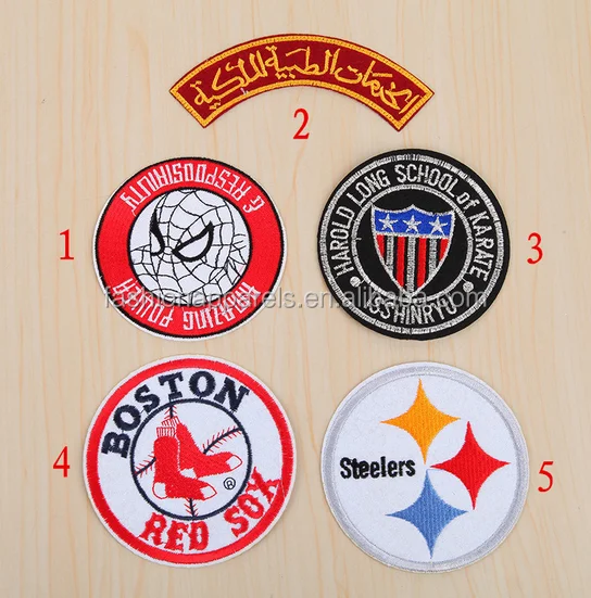 Custom Embroidery Textile Badges - Black Round Patches