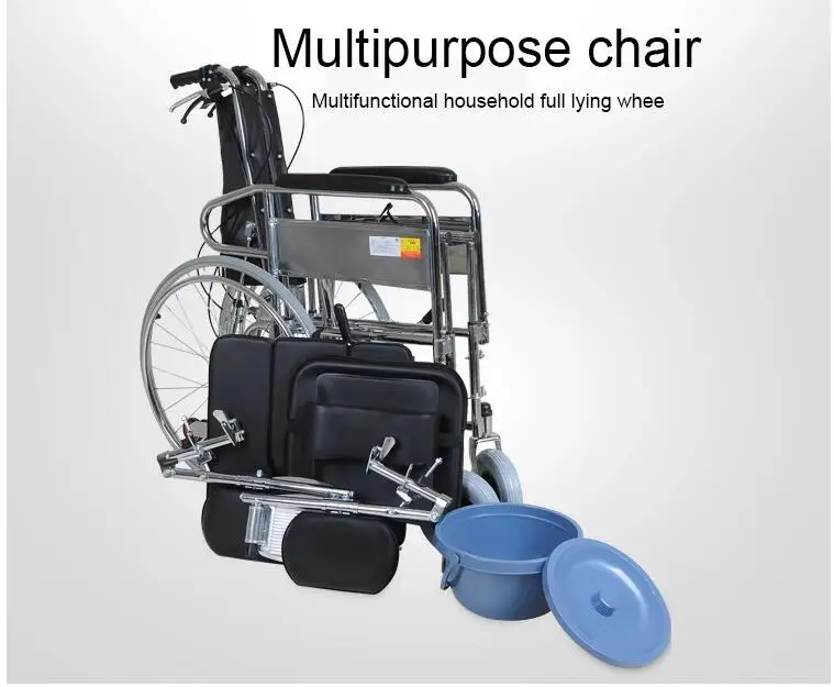Wheelchair with Fully Reclining Detachable Potty for Elderly