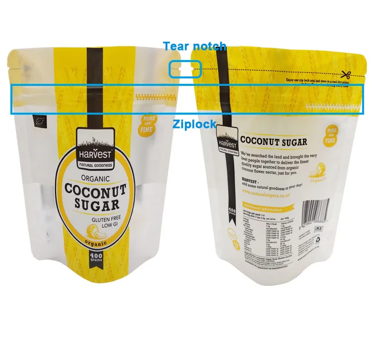 250g Resealable Sugar Packaging Coconut Can Sugar Bag Doypack Packaging ...