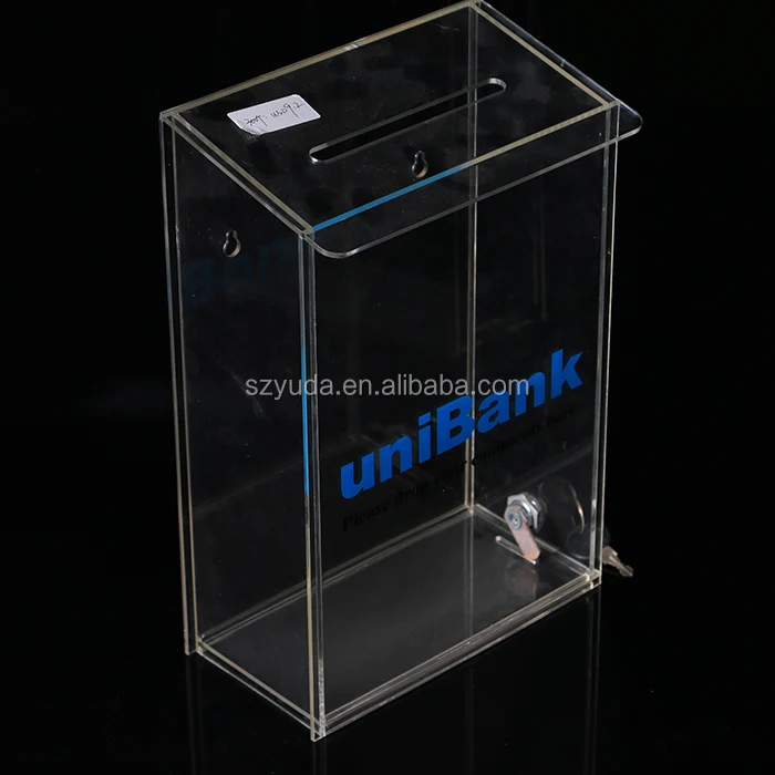 Museum Quality Clear Acrylic Floor Standing Donation Box With White ...