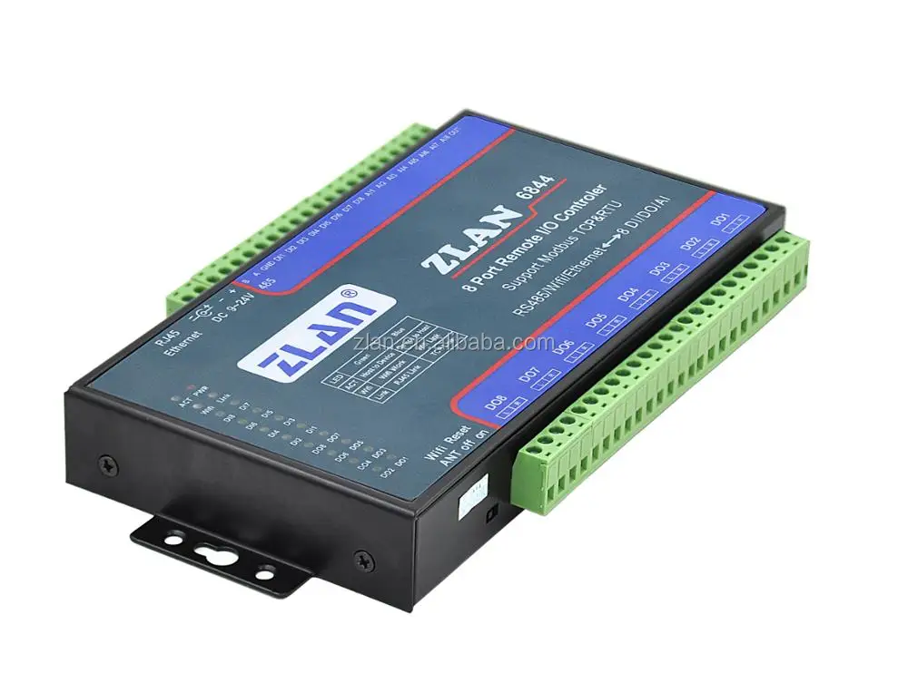 ZLAN6844 8 channels WIFI + LAN + Modbus TCP/RTU i/o module Remote I/ O ...