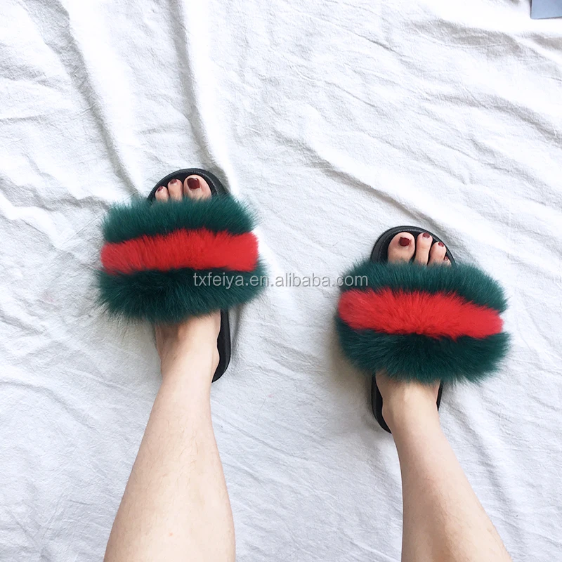 Summer Custom Shoes Women Real Fox Fur Slides Sandal Fur Sandals - Buy ...