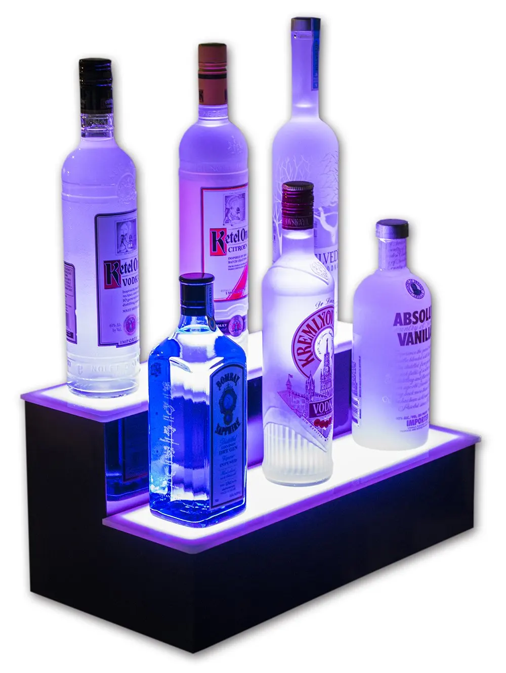 24" 2 Tier Acrylic Led Illuminated Home Back Bar Display For Wine ...