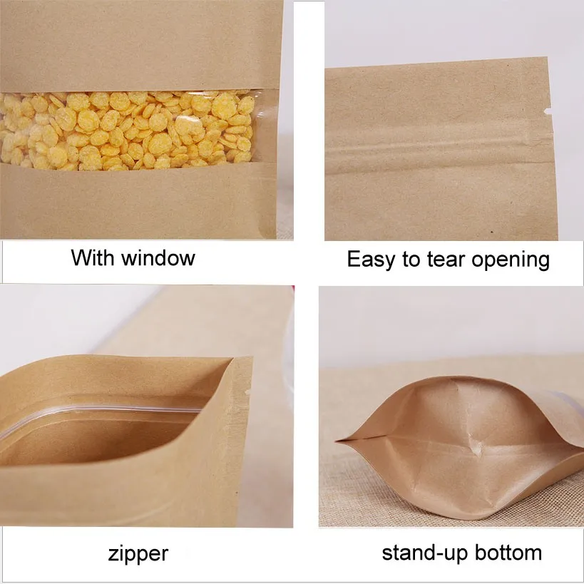 Kraft Paper Doy Pack Bag Eco-friendly Brown Kraft Paper Bags Doy Pack ...