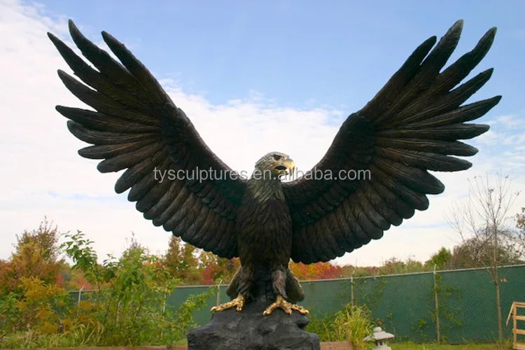 Outdoor Garden Decor Cast Metal Black Hawk Sculpture Copper Bronze ...