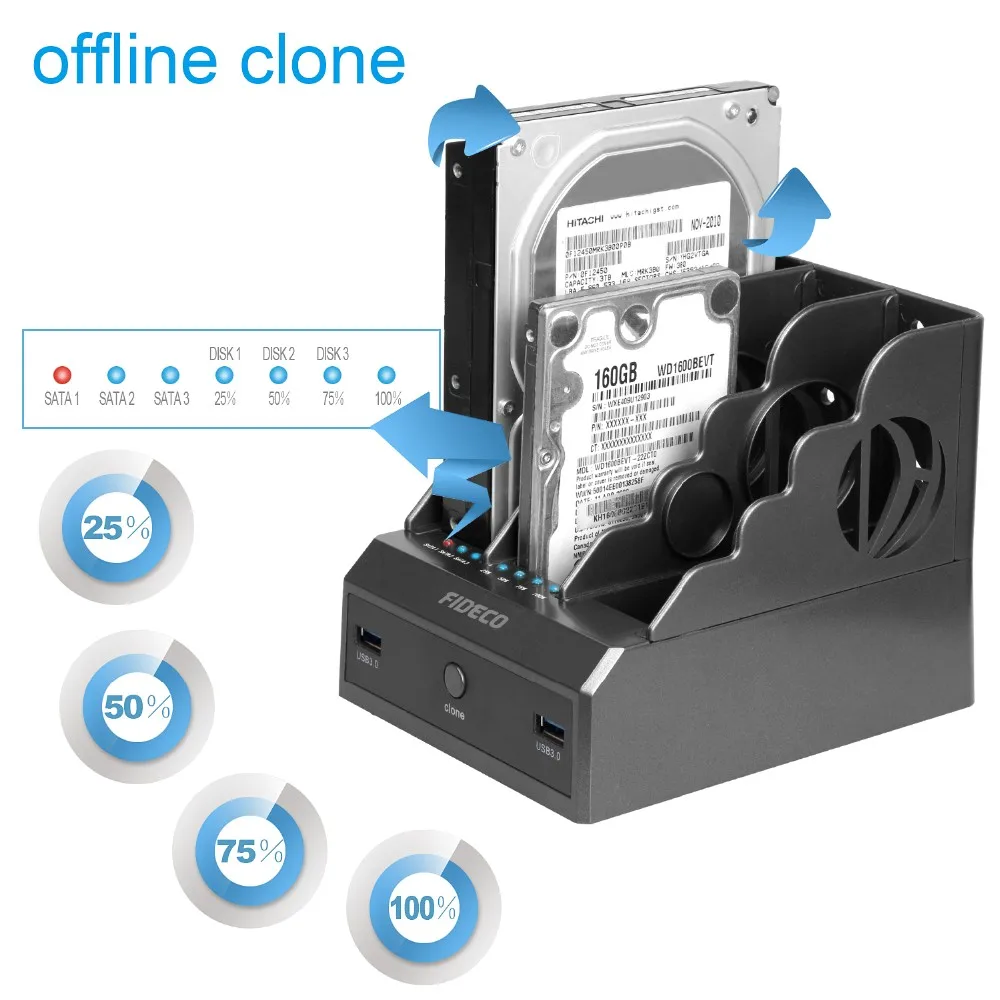 Fideco All In One Sata Hdd Docking Station Triple Usb 3.0 Hard Drive Docking Station - Buy All ...