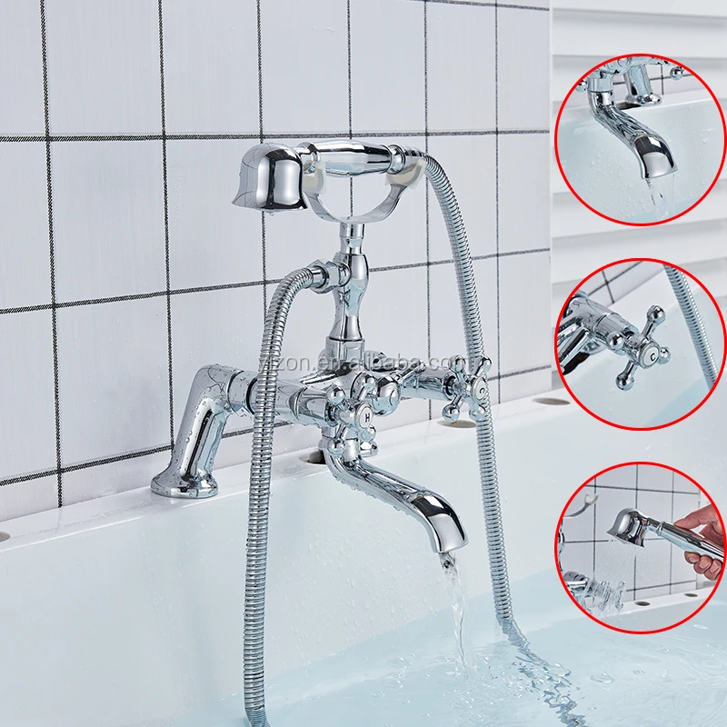 Chrome Telephone Type Bathroom Shower Head Set Wall Mounted Double ...