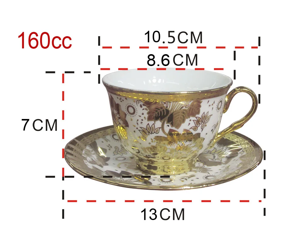 Wholesale European Luxury Style Elegant Gold Plated Ceramic 160cc Tea ...