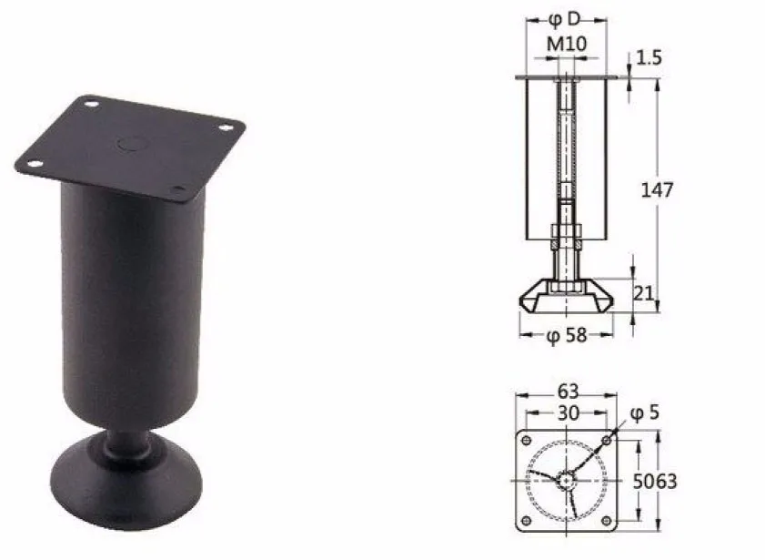 Heavy Duty Metal Leg Adjustable Height Aluminium Furniture Office Metal ...