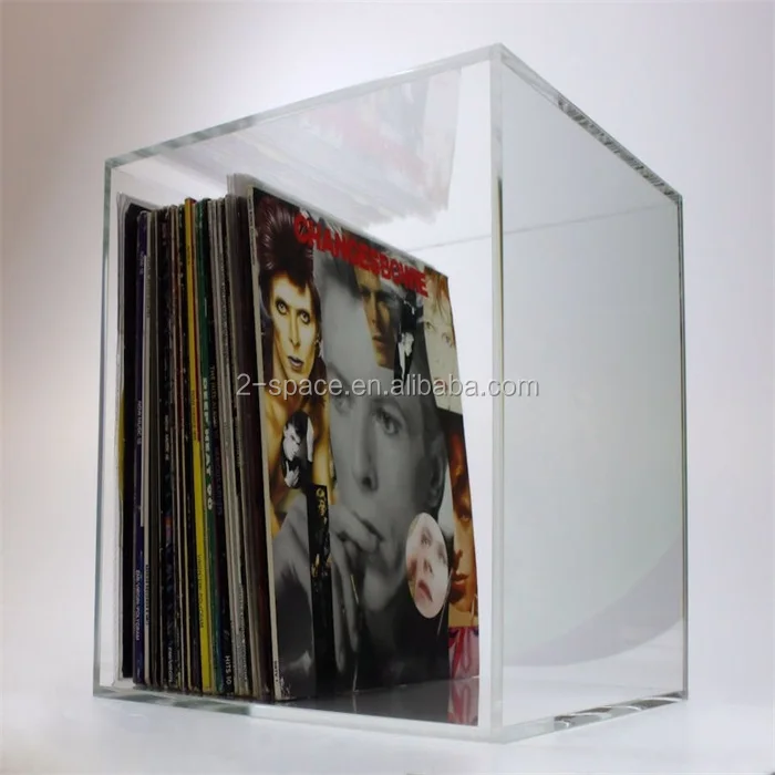 Clear Acrylic Magazine 5 Sided Display Cubes Perspex Record Storage Box ...