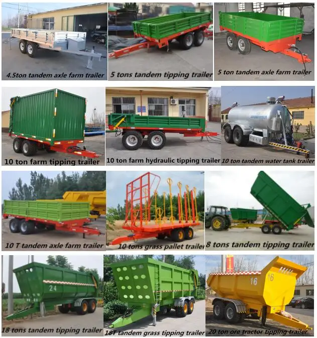 Silage Transport 8 Ton Tandem Farm Tipping Trailer for Sale