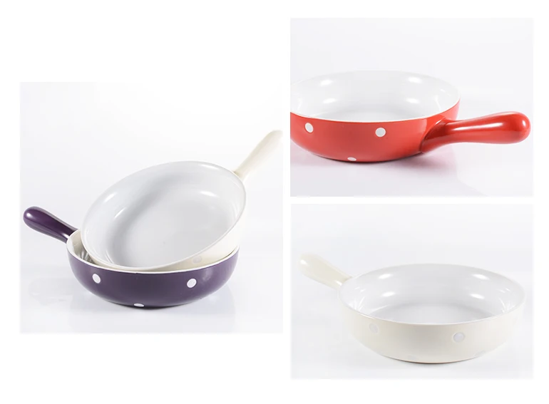 Cute Ceramic Baking Frying Pan With Long Handle - Buy Frying Pan ...
