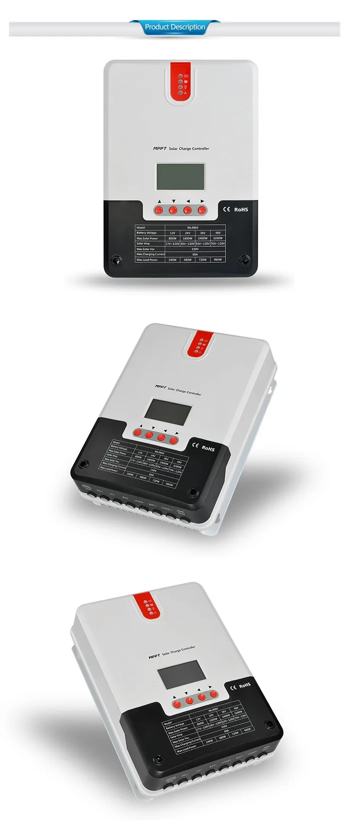 Srne 12v/24v/36v/48v 60a Mppt Solar Charge Controller For Solar Home ...